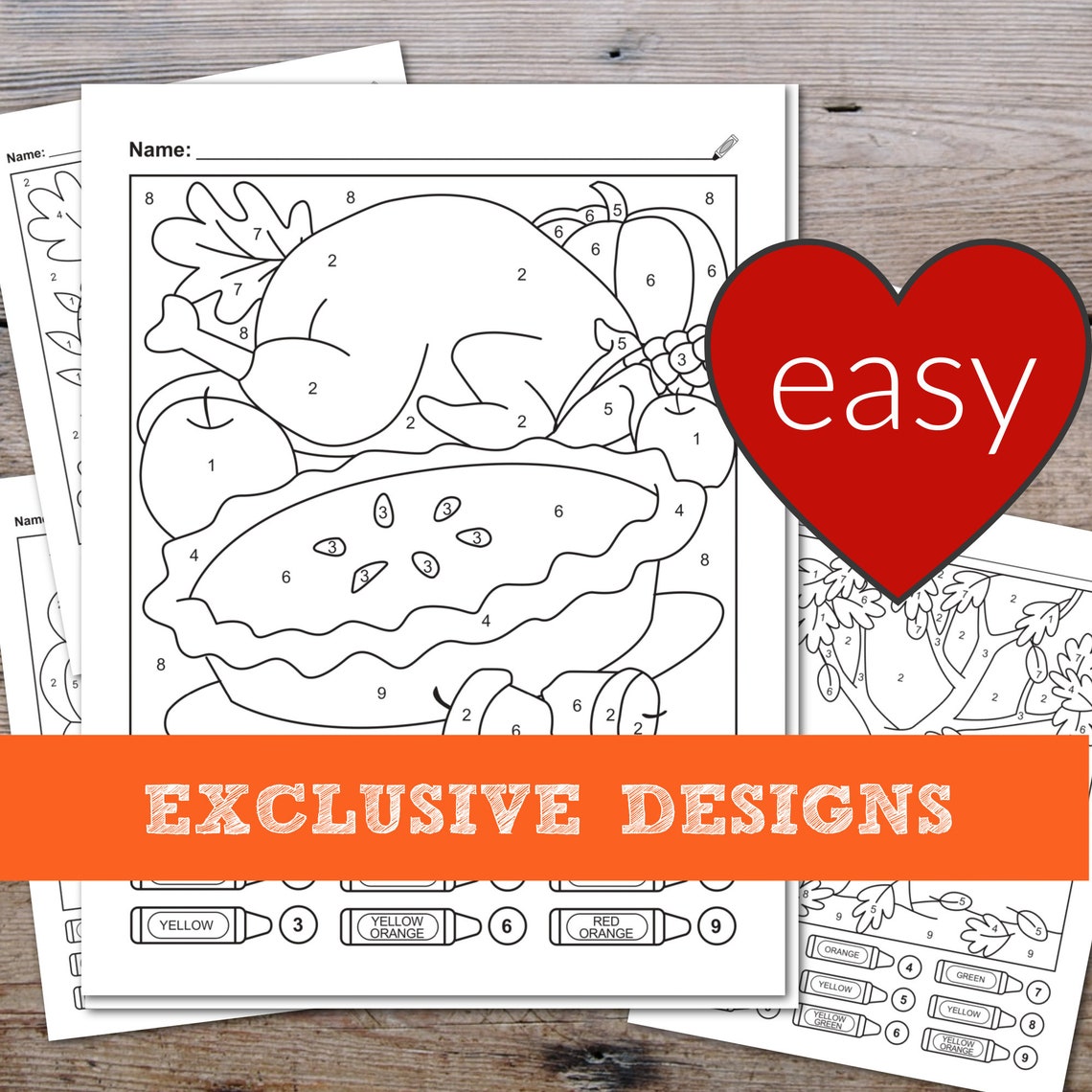 10 Autumn Color by Number Printable Coloring Pages for Kids! - Etsy Canada