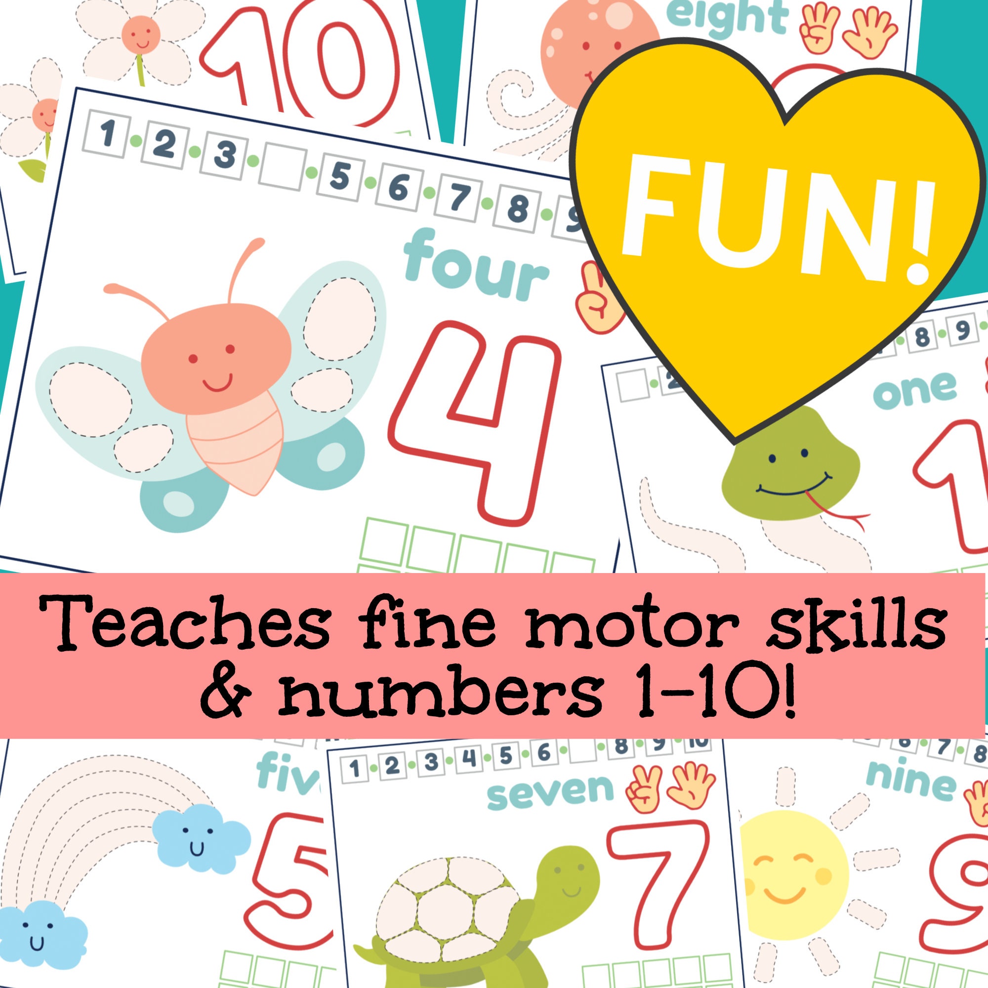10 Play-dough Mats for Numbers 1-10: Learn Numbers and - Etsy