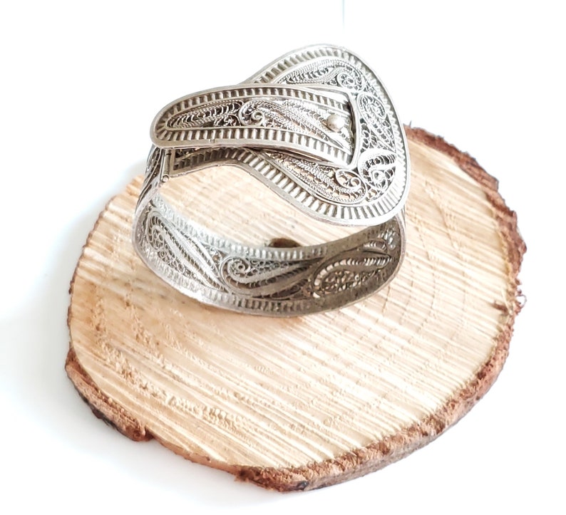 Antique Silver Moroccan Tiznit Berber Filigree Bracelet, Ethnic Tribal ...