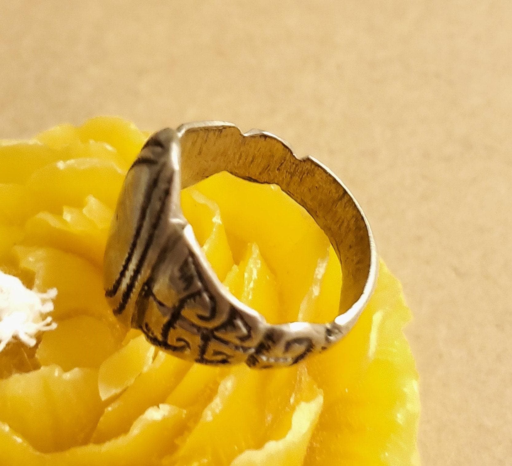Antique Tuareg Elevated Engraved Table Silver Ring Size 10, Tuareg ...