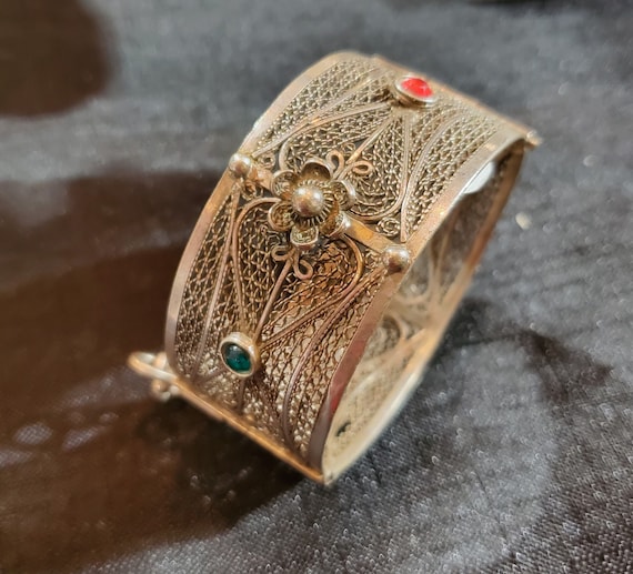 Antique Silver Moroccan Tiznit Berber filigree Bracel… - Gem