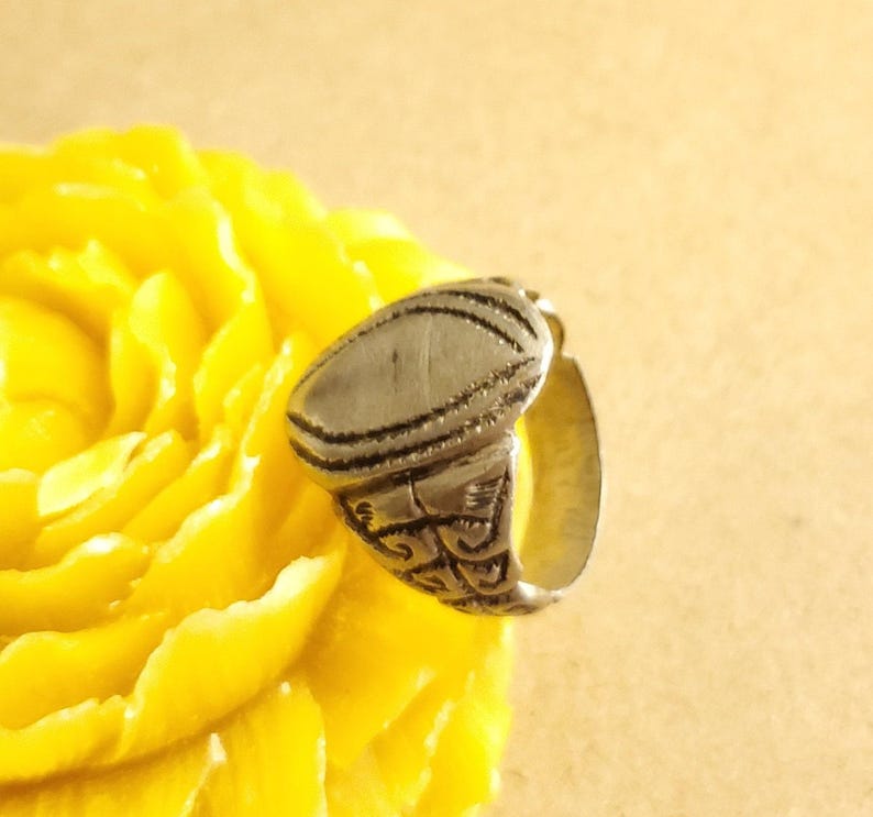 Antique Tuareg Elevated Engraved Table Silver Ring Size 10, Tuareg ...