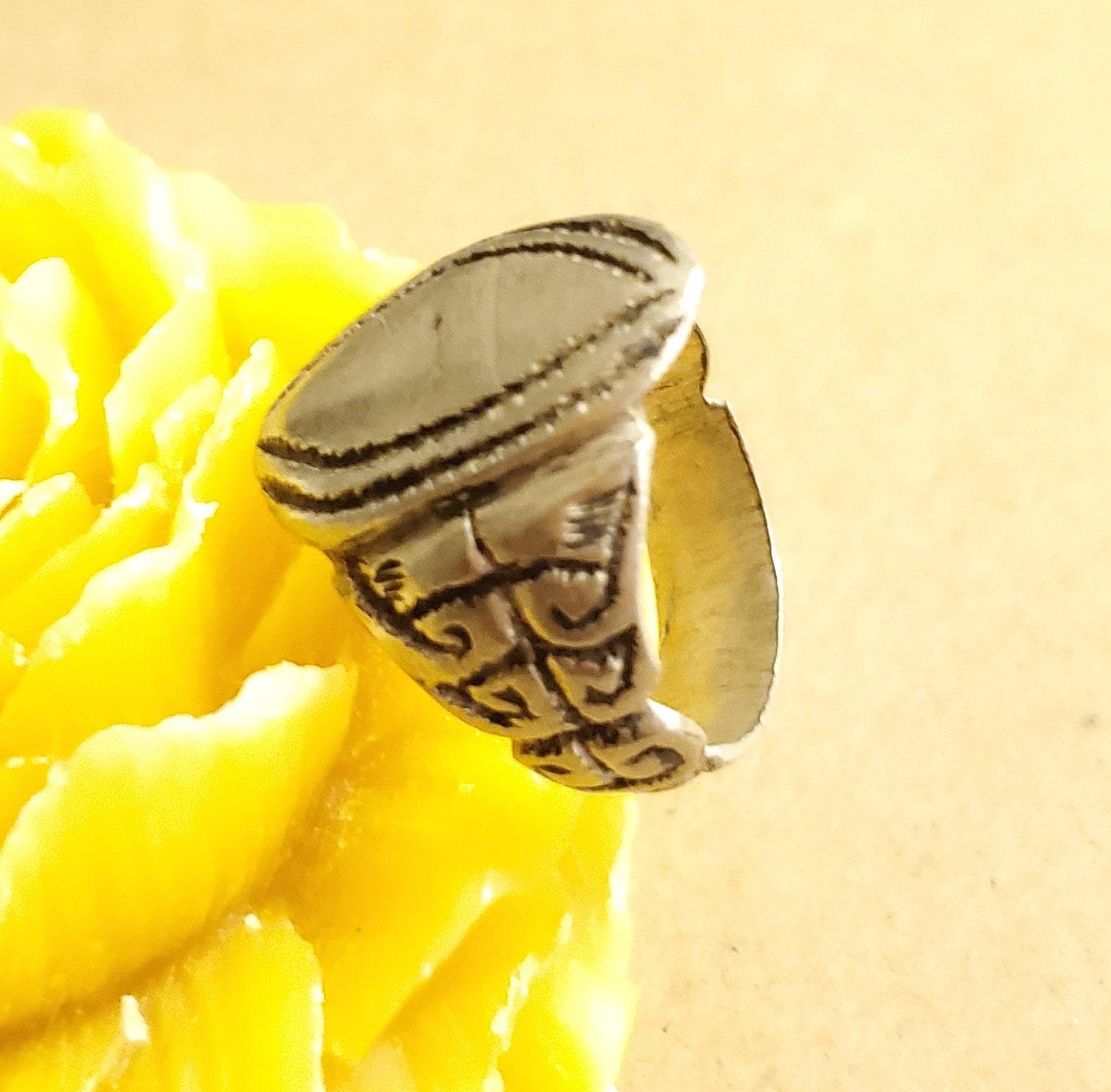 Antique Tuareg Elevated Engraved Table Silver Ring Size 10, Tuareg ...