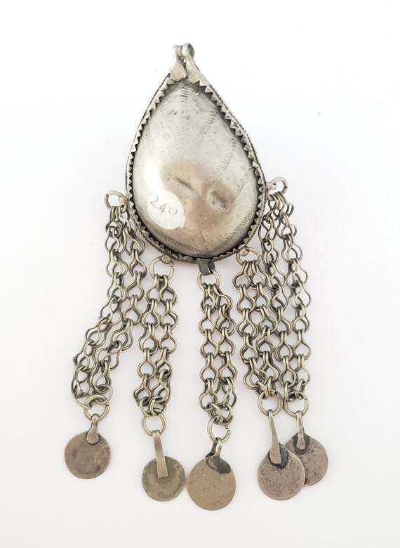Antique Moroccan Silver enamel Berber Teardrop Pendan… - Gem