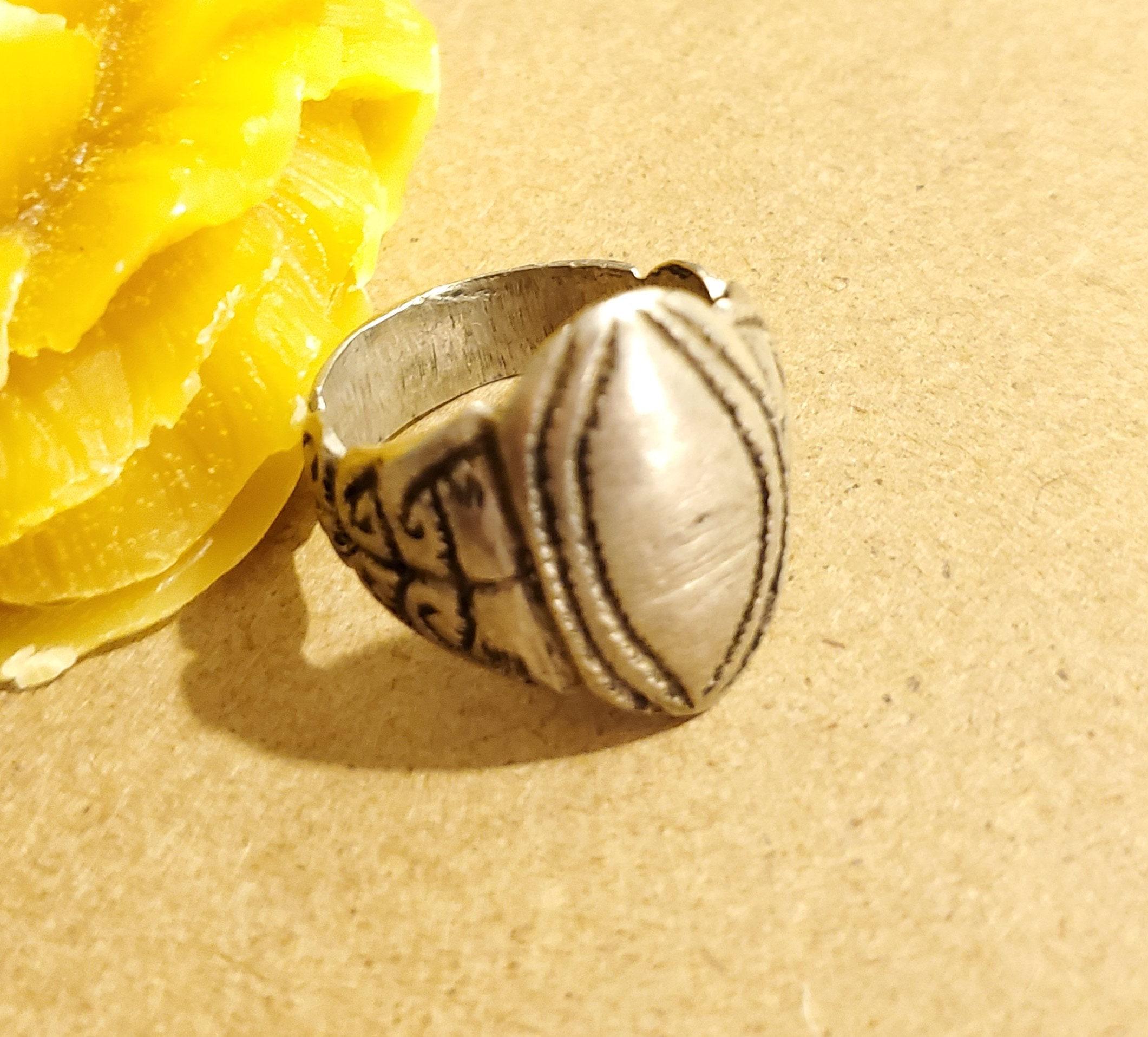Antique Tuareg Elevated Engraved Table Silver Ring Size 10, Tuareg ...