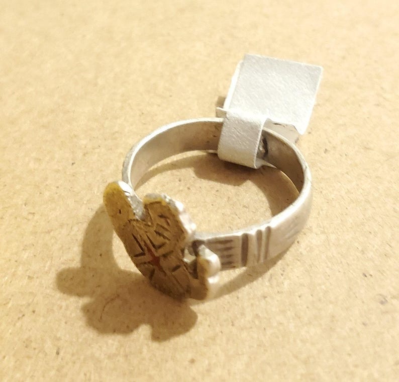 Antique Tuareg Elevated Engraved Table Silver Ring Size 8, Tuareg ...