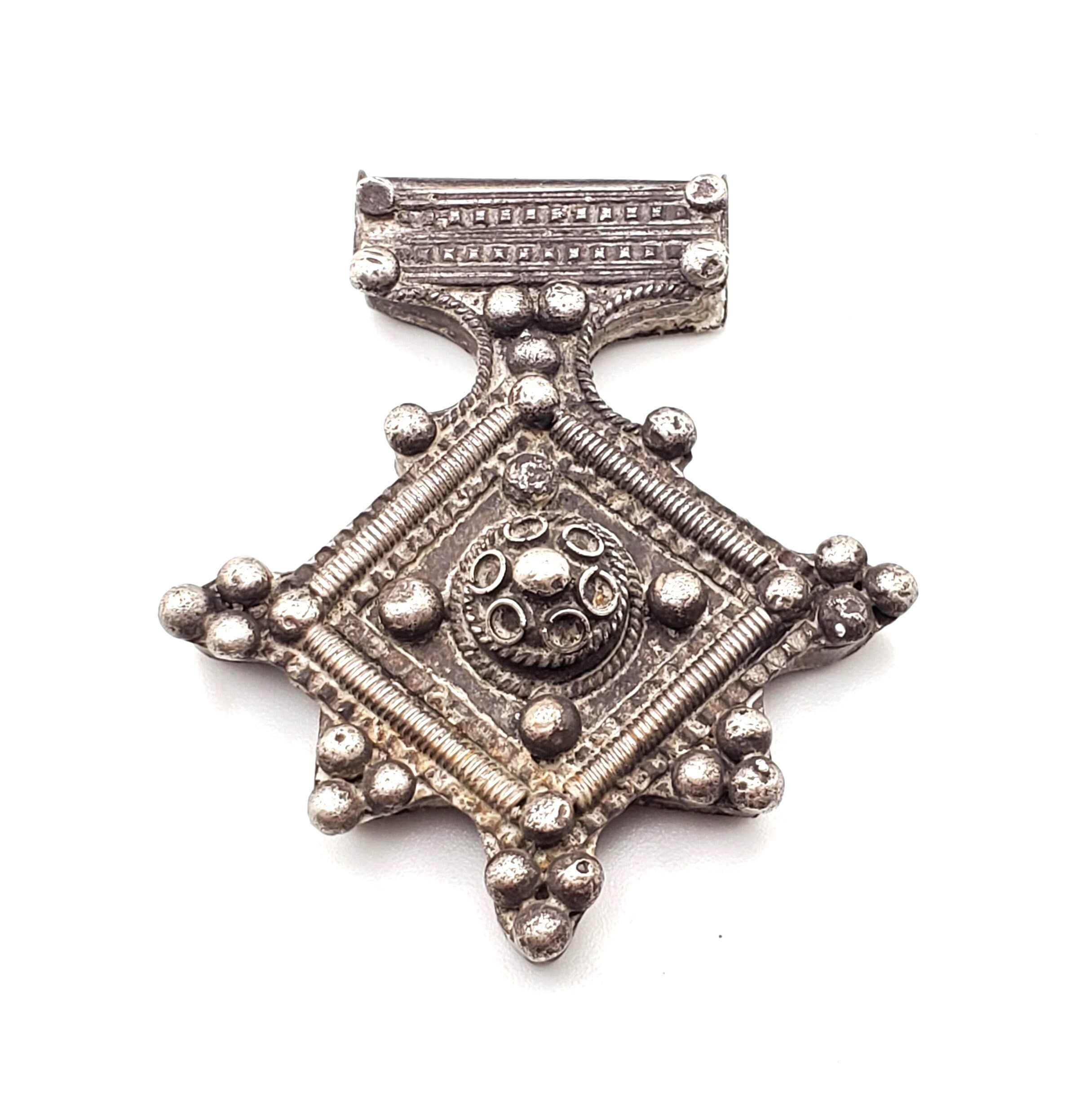 Antique Moroccan Silver Berber Cross Pendant Ethnic Tribal, Hand ...