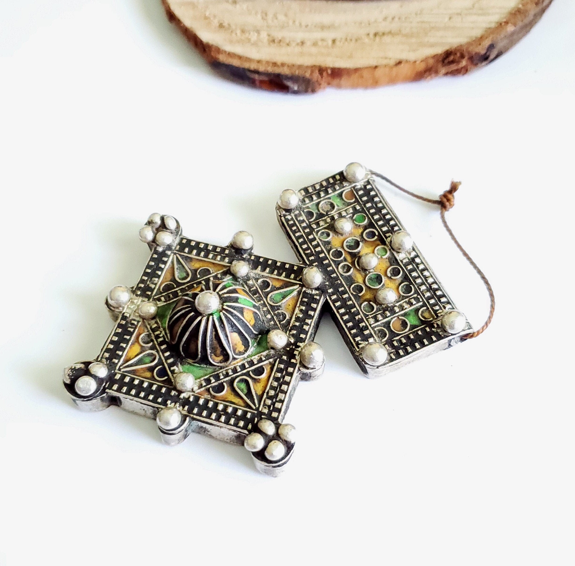 Moroccan Huge Old Enamel Silver Cross Pendant silver - Etsy UK