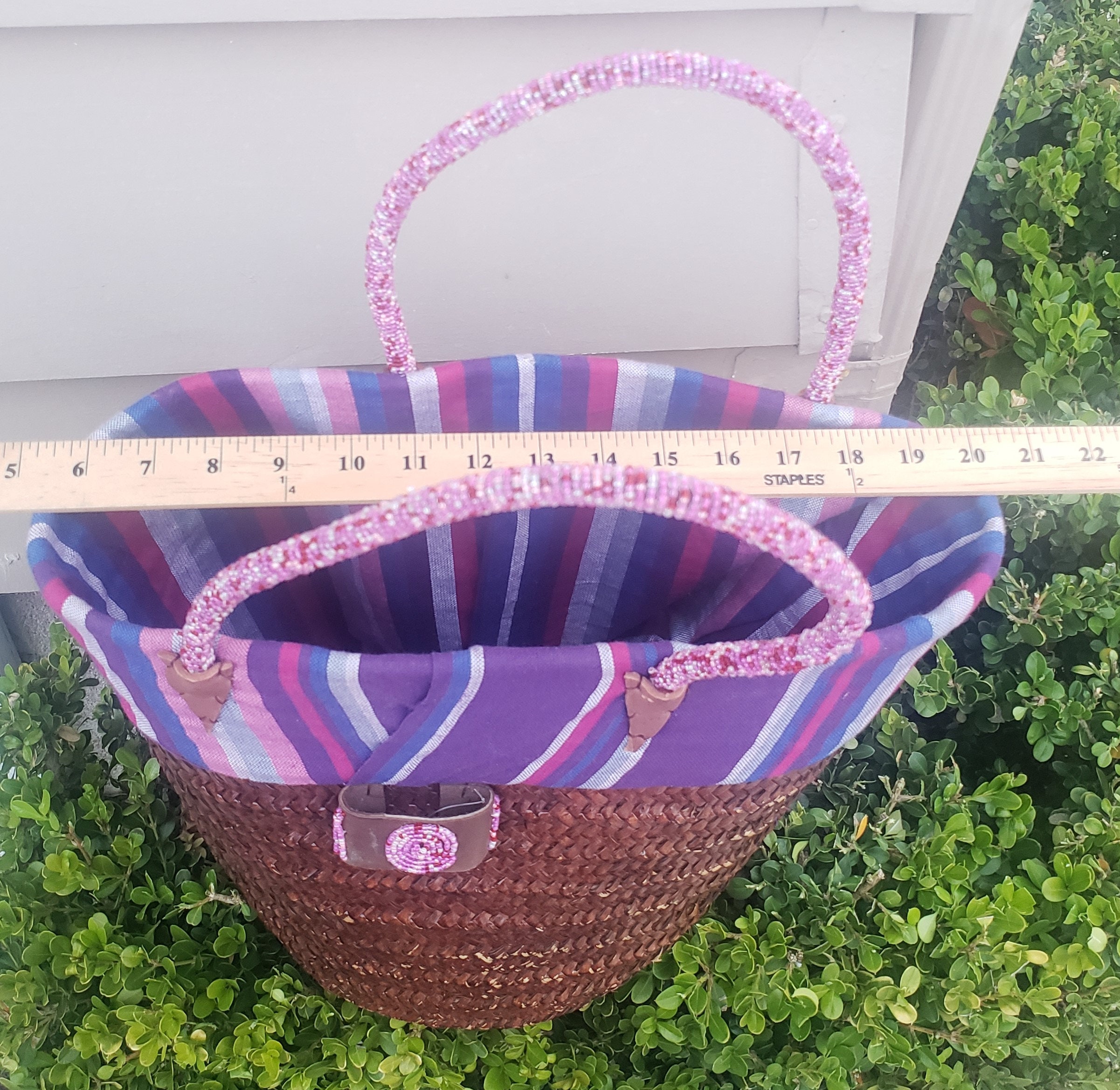 African Beaded Straw Bag Handwoven,tote Beach Bag,raffia Basket,african ...