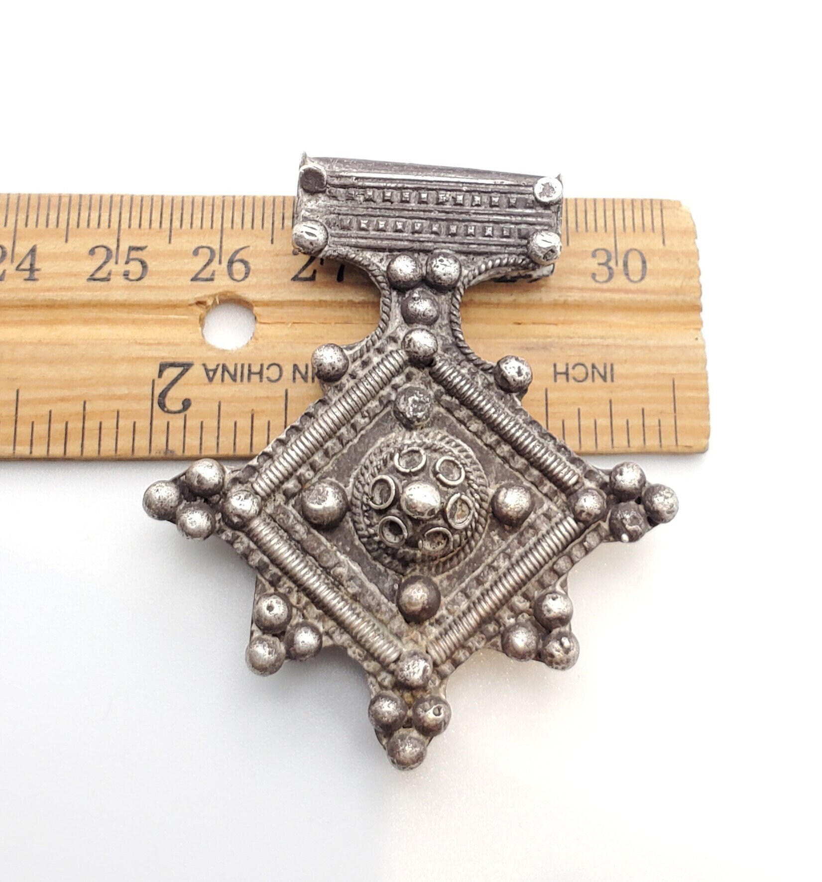 Antique Moroccan Silver Berber Cross Pendant Ethnic Tribal, Hand ...