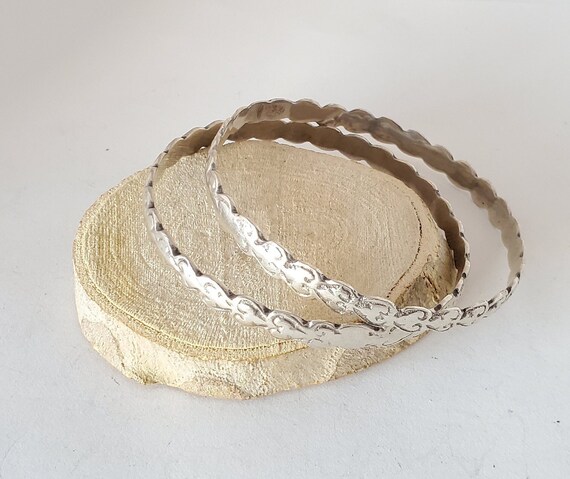 Antique 2 Moroccan old Bangle silver Bracelet ,ethnic… - Gem