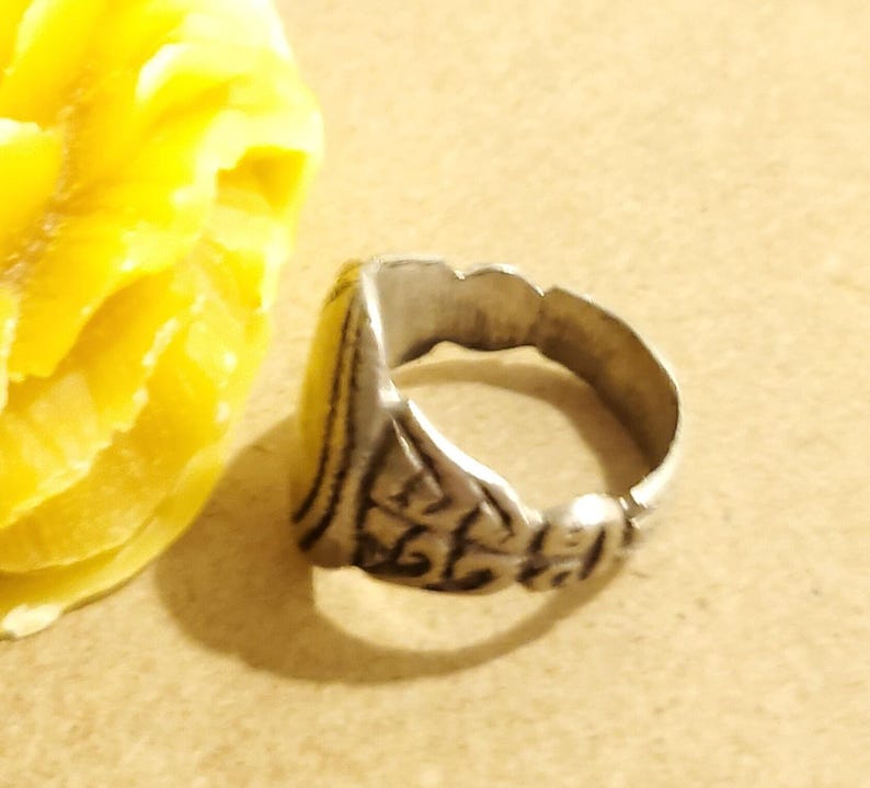 Antique Tuareg Elevated Engraved Table Silver Ring Size 10, Tuareg ...