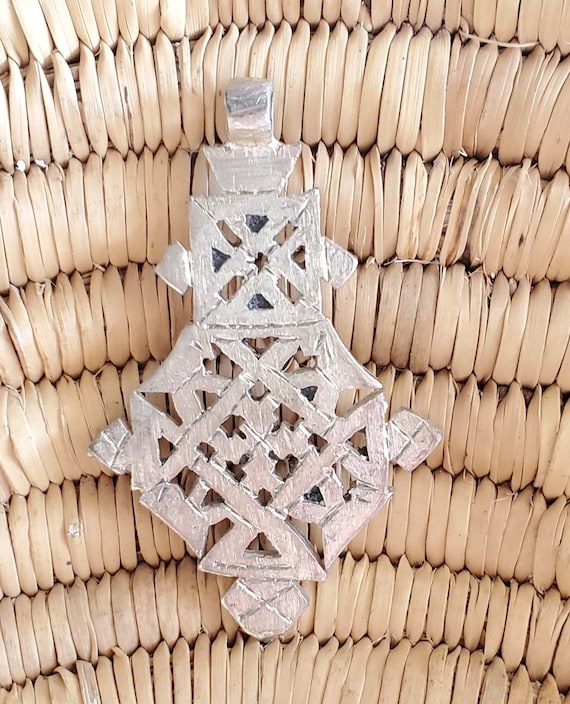 Ethiopian Christian silver cross pendant, Coptic Cros… - Gem