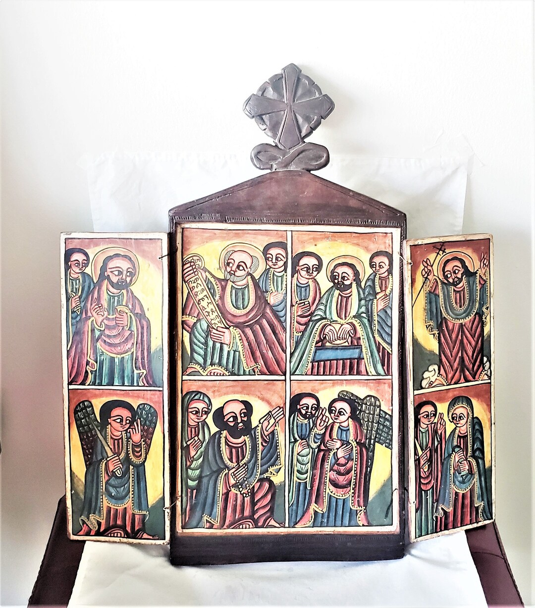 Ethiopian Coptic Triptych: Hand-painted Folding Altar Icon, 19" - Etsy