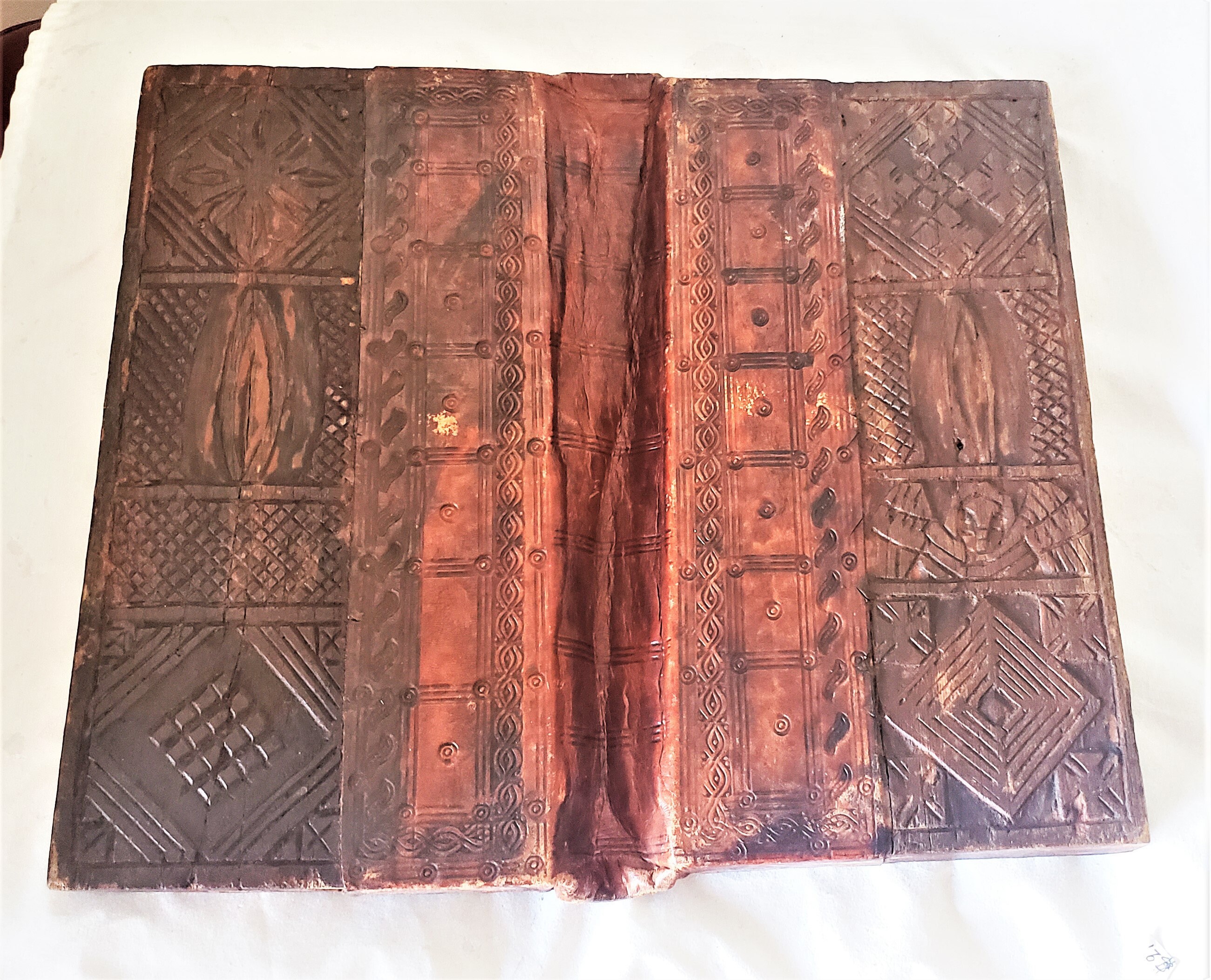 Antique Ethiopian Coptic Icon: Hand-painted Leather-bound Wood Panel - Etsy