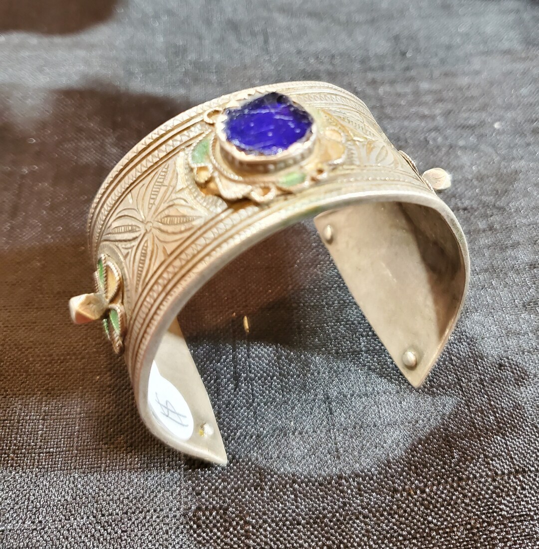 Antique SILVER Enamel Moroccan Berber Ida Ou Nadif Bracelet,ethnic ...
