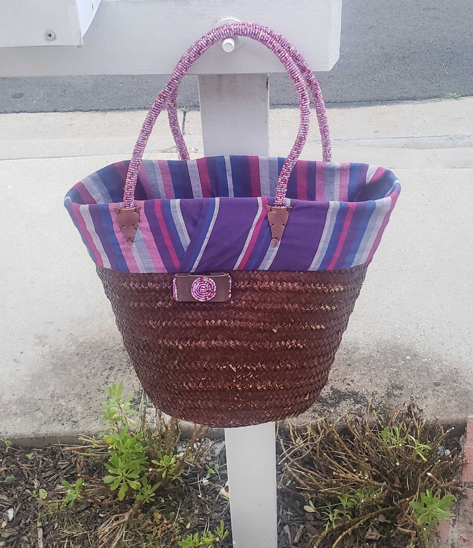 African Beaded Straw Bag Handwoven,tote Beach Bag,raffia Basket,african ...
