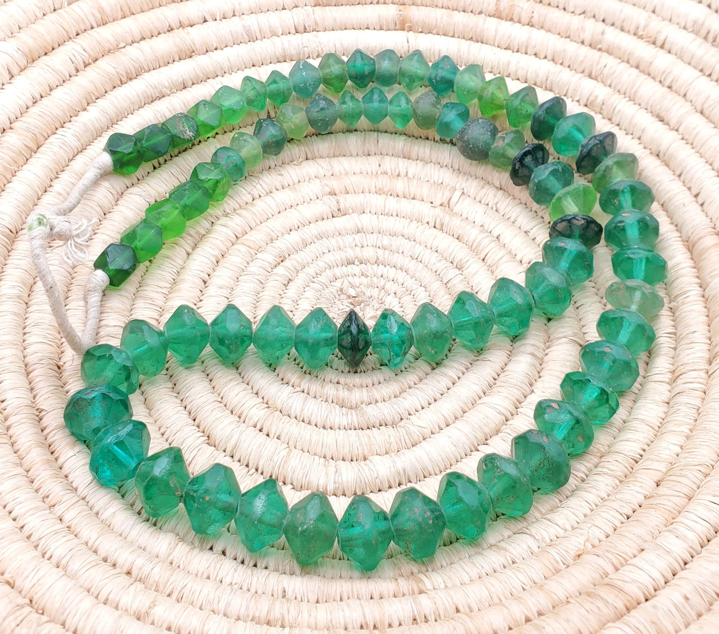 Old Strand Green Vaseline Beads uranium Glass Beads Made in Bohemia ...