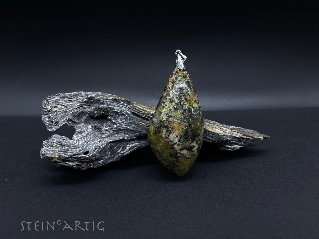 Gemstone Pendant 'serpentine With Mica', Silver 925 - Etsy