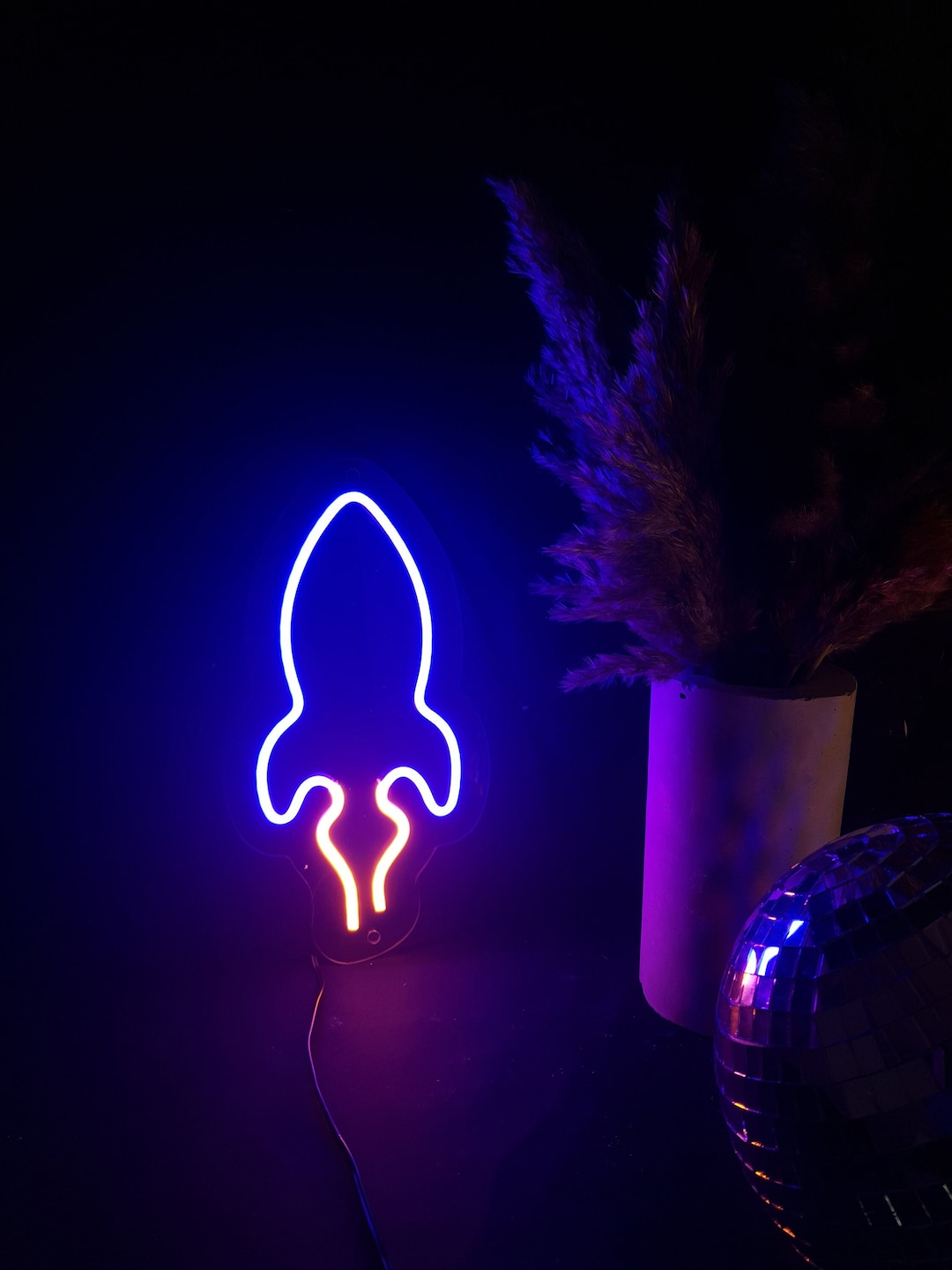Blue Neon Rocket Light, Small Neon Sign, Colorful LED Rocket for Kids ...