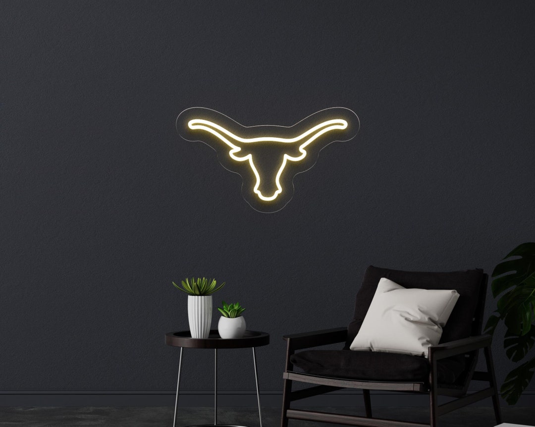Texas Longhorn Bull Neon Sign, LED Light up Sign, Texas State Symbol ...