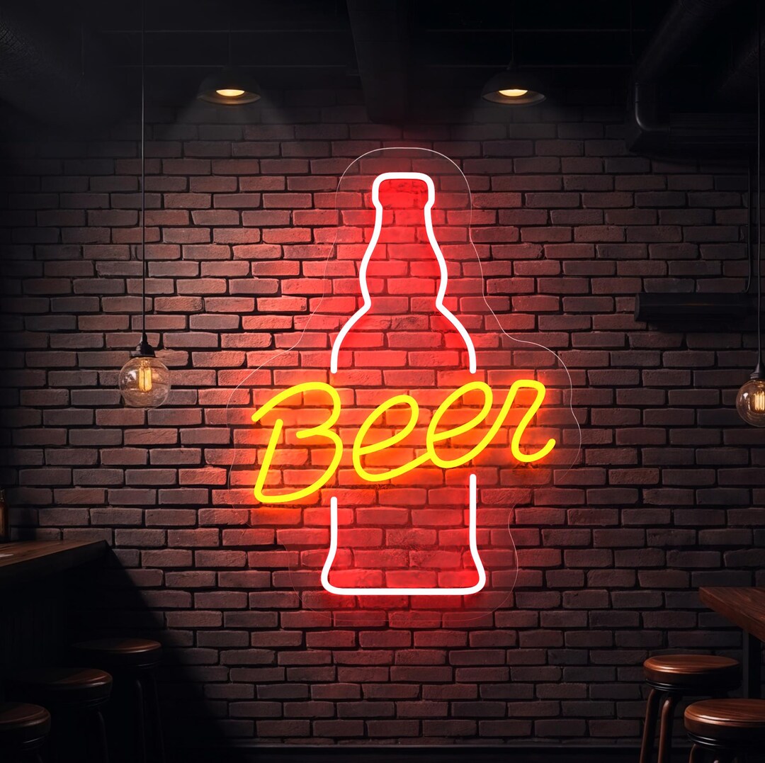 Beer Bottle Neon Sign, LED Light for Bars, Pubs & Breweries, Pub Decor ...
