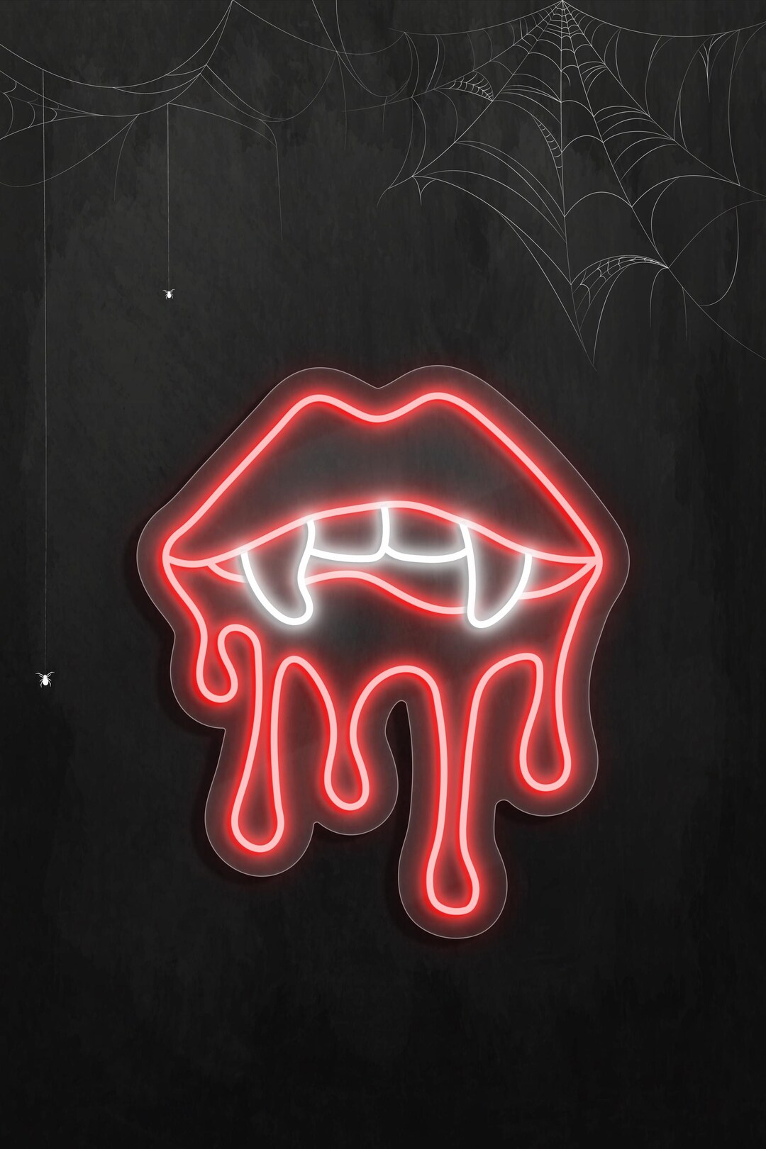 Vampire Lips Neon Sign: Gothic Halloween LED Wall Decor - Etsy