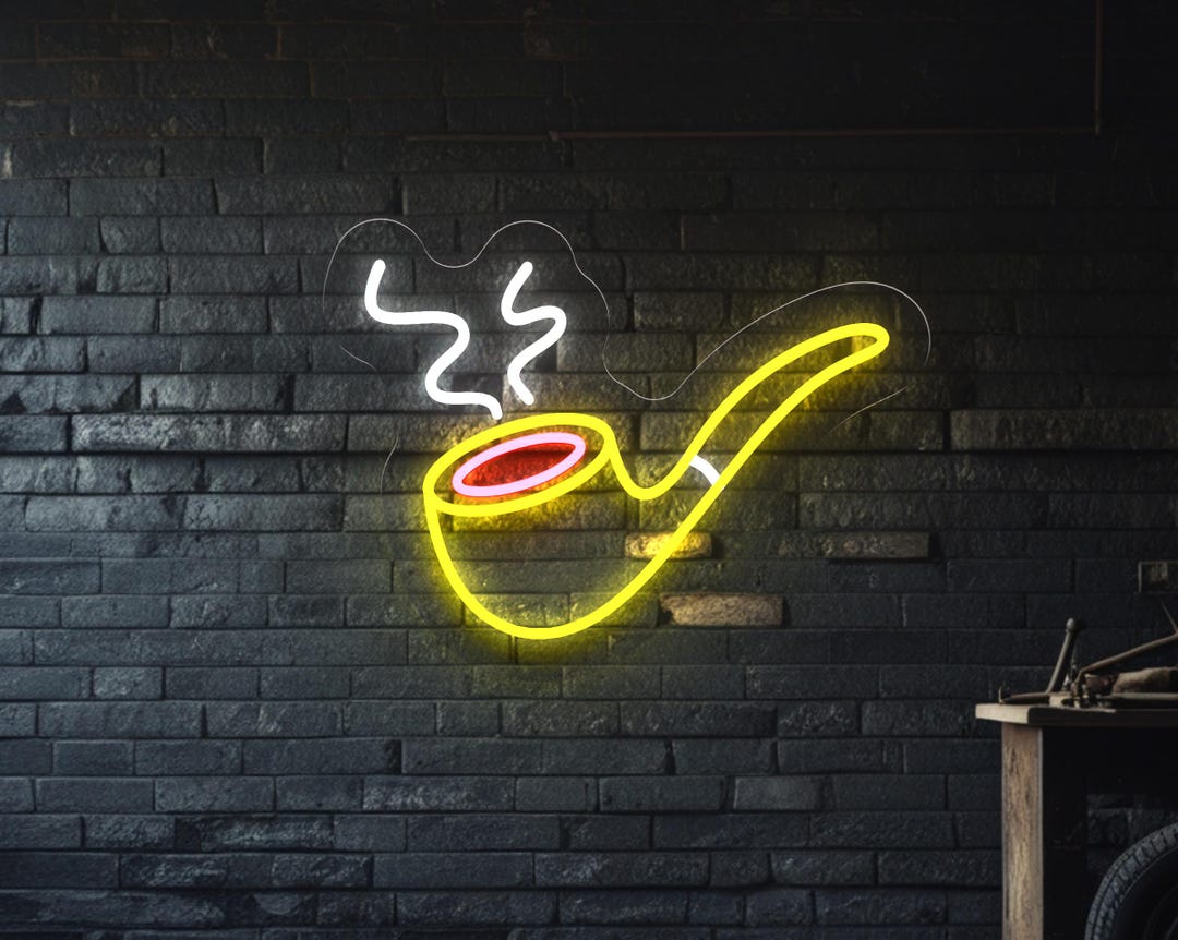Neon Smoking Pipe Sign, LED Wall Art, Smoking Room, Bar Decor, Retro ...