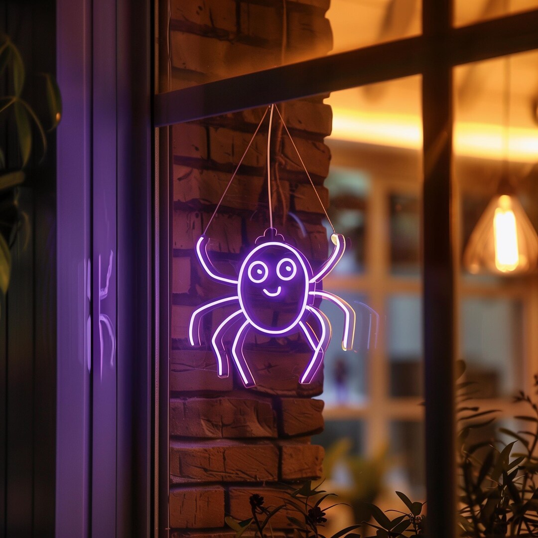 Cute Spider Neon Sign, Halloween Wall Decor, Fun Spider Led Neon Light ...