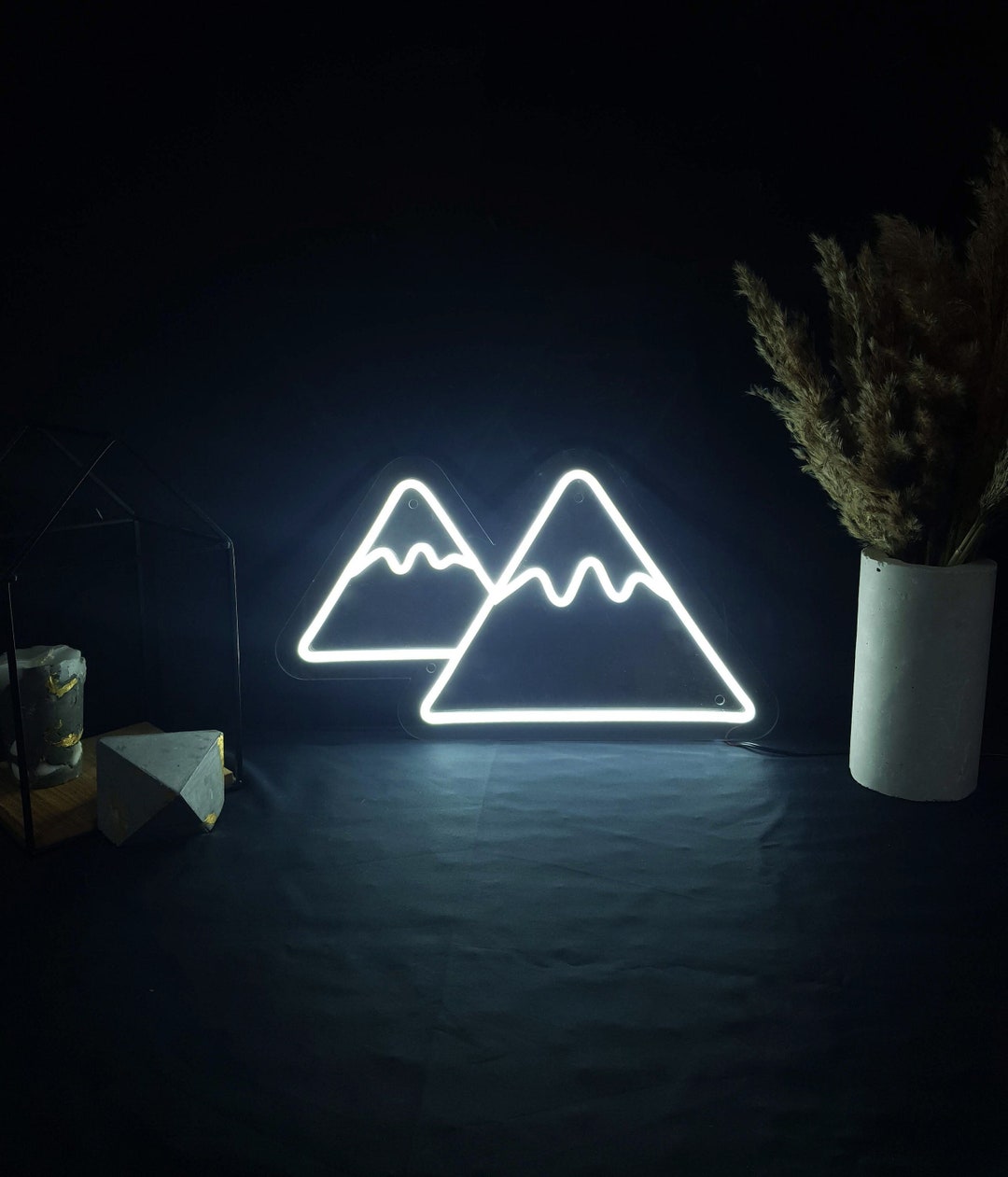 Mountain Neon Sign, LED Mountains Sign, Light up Sign, Bedroom Wall ...