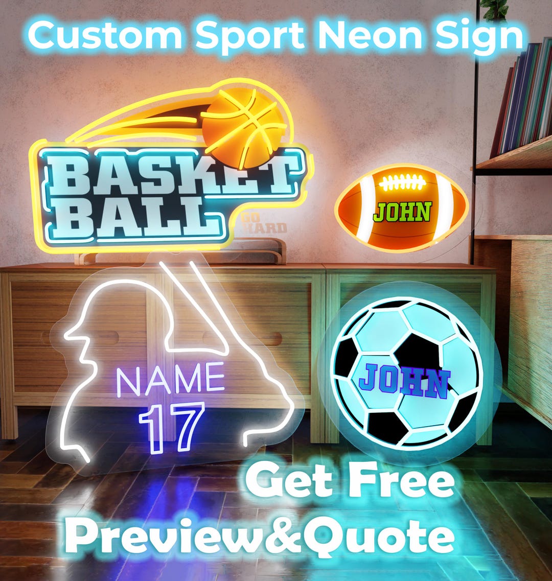 Custom Sport Logo Sign, Sport Neon Sign, Personalized Gift, Basketball ...