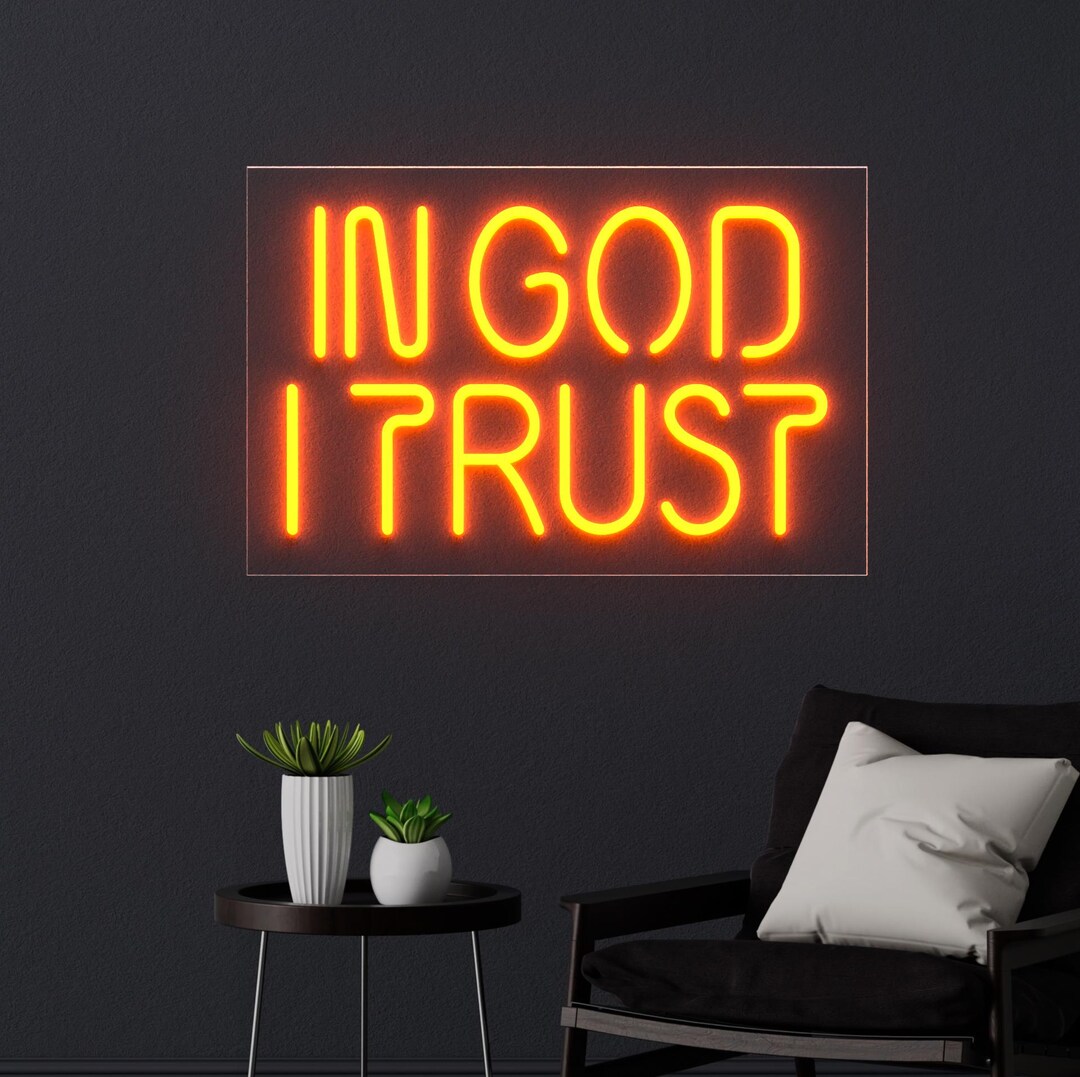 In God I Trust Neon Sign, LED Faith Wall Art, Religious Home Decor ...