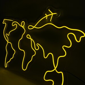 Travel Map Neon Sign, LED Light up Sign, World Map Wall Decor, Traveler ...