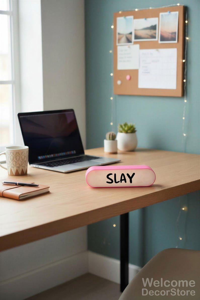 Slay Mini Light Box, Empowering Desk Decor, Motivational Shelf Accent ...