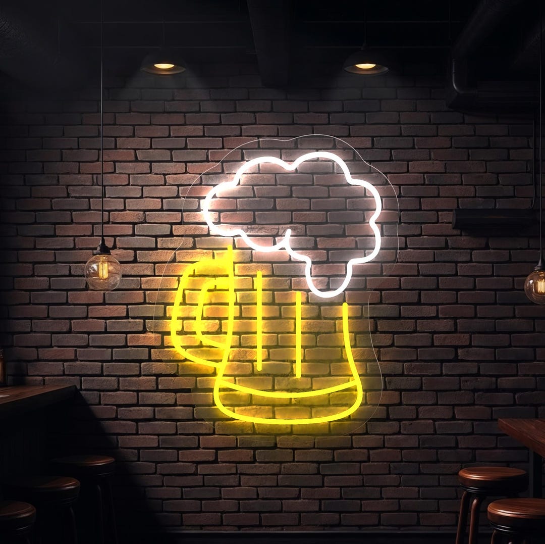 Beer Glass Neon Sign, LED Bar Decor, Pub Wall Art, Oktoberfest Light up ...