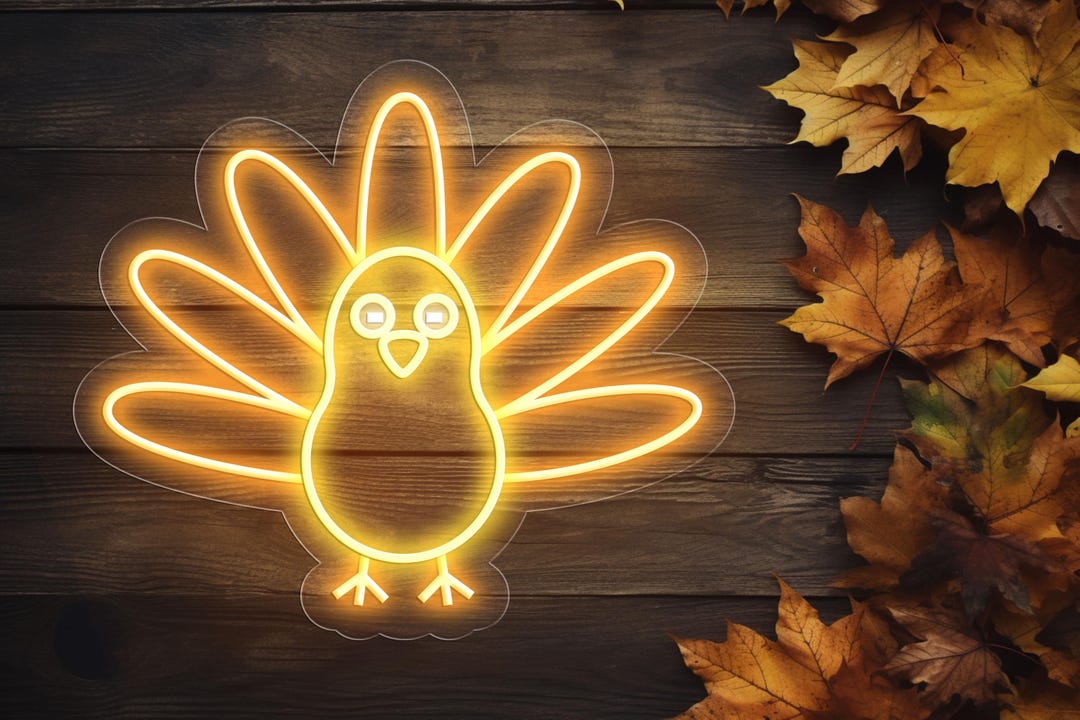 Cute Turkey Neon Sign, Autumn Home Decor, Thanksgiving Neon Room Decor ...