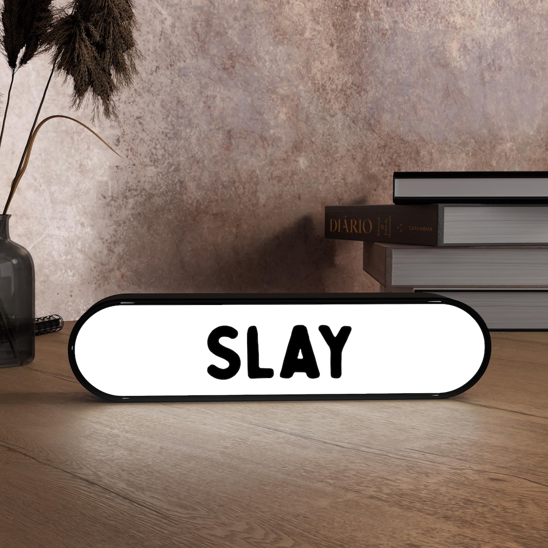 Slay Mini LED Light Box, Motivational Desk Sign, Custom Text, Girl Boss ...