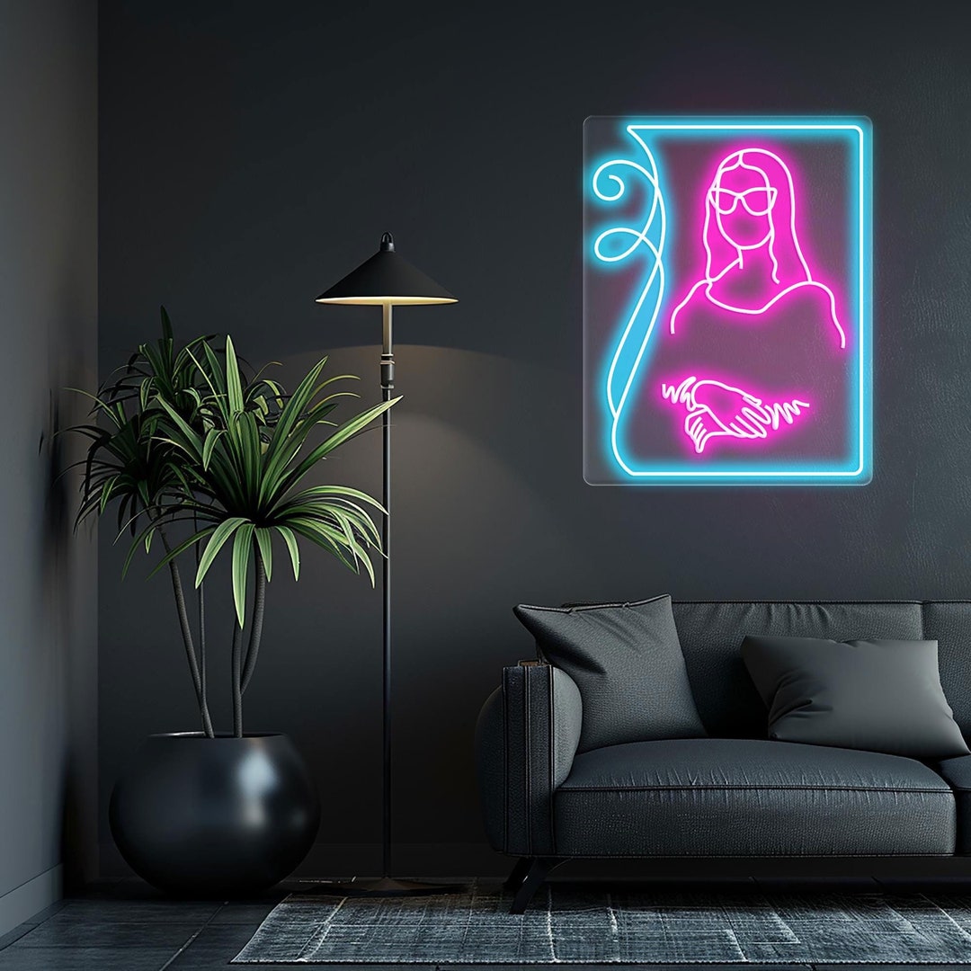 Modern Mona Lisa Neon Sign, Artistic Wall Decor, LED Light for Bedroom ...