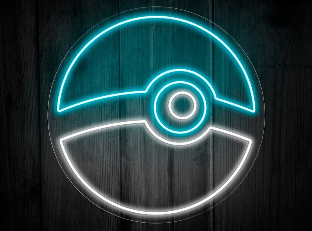 Pokeball Neon Sign, Pokeball LED Neon Sign, Games Room Sign, Anime Neon ...