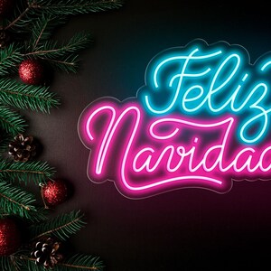 Feliz Navidad Neon Sign, Christmas Wall Decor, LED Feliz Navidad Sign ...
