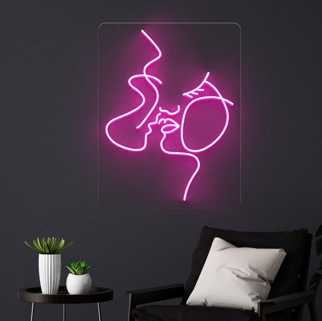 Kissing Faces LED Neon Sign: Romantic Bedroom Wall Decor - Etsy
