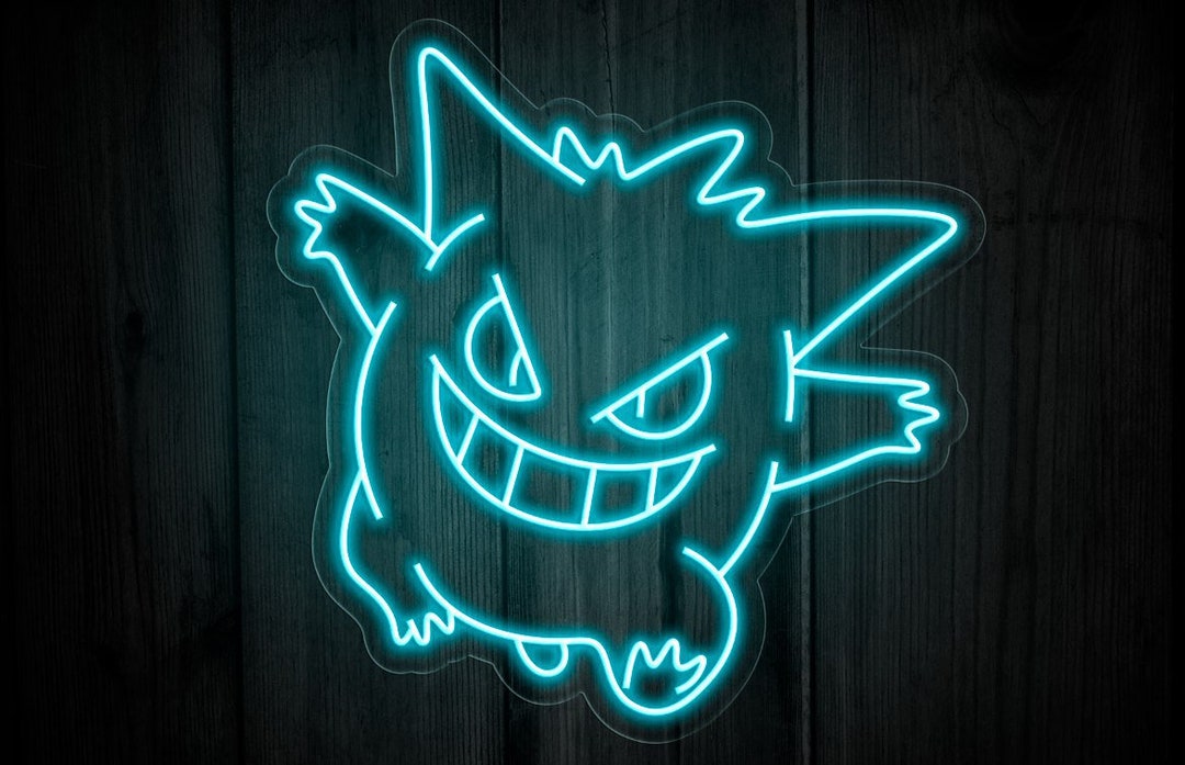 Gengar Neon Sign, Pokemon Led Sign, Neon Sign Wall Decor, Game Room ...