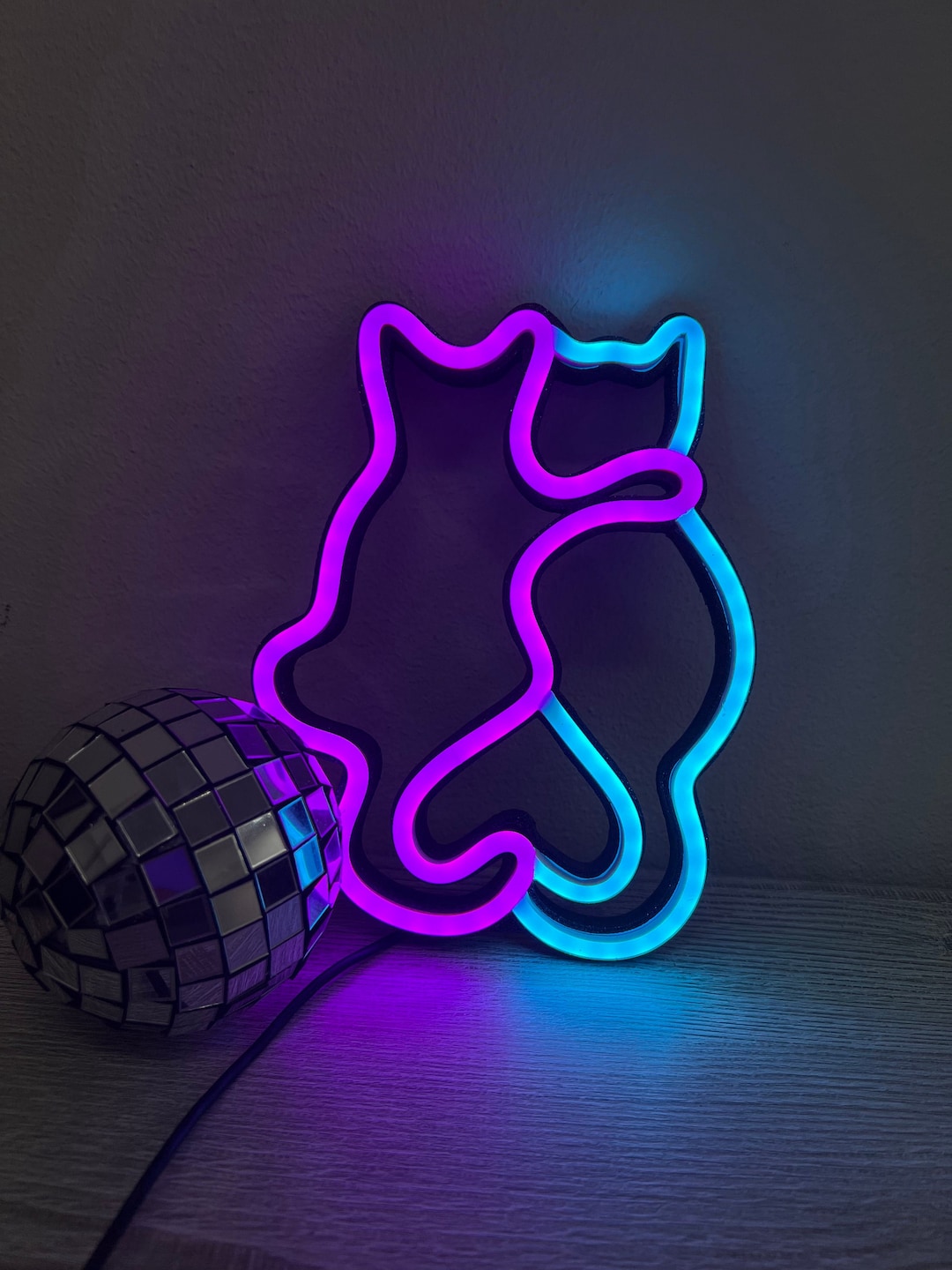 Cute Cats Neon Sign, Hugging Cats Room Decor, LED Neon Light, Portable ...