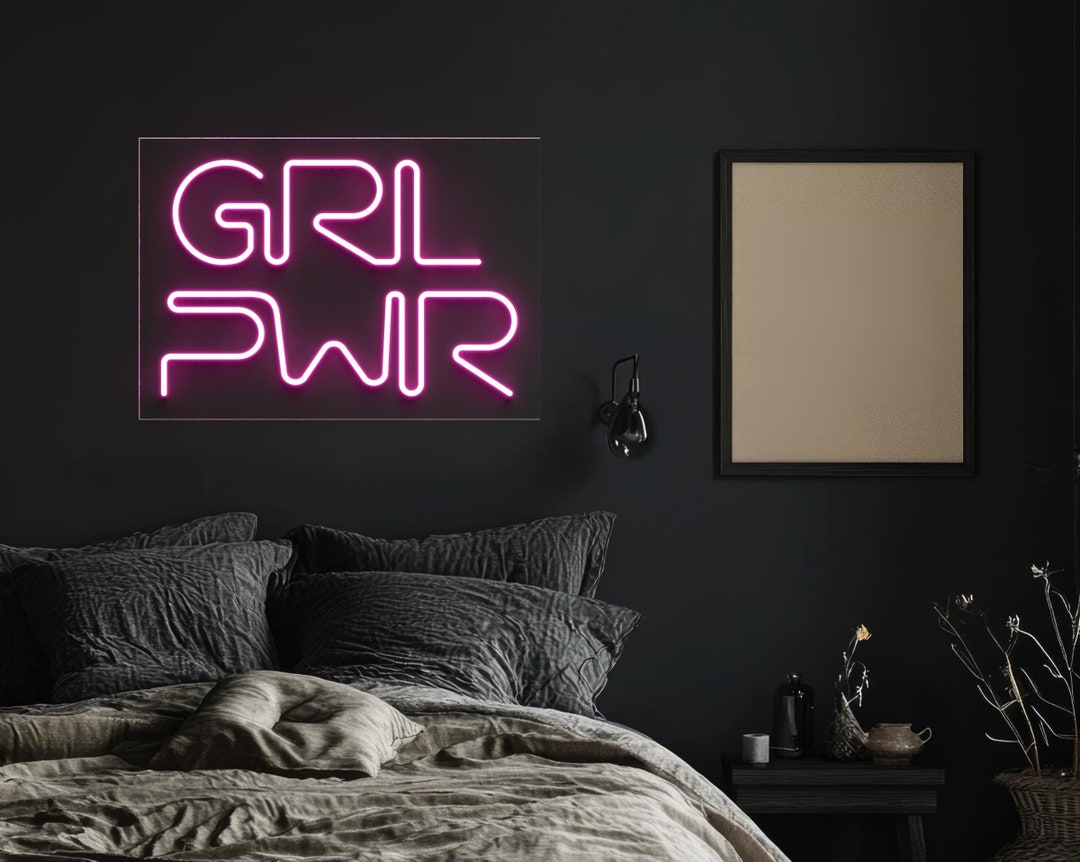 Girl Power Neon Sign, GRL PWR Led Sign, Light up Sign, Feminist Wall ...