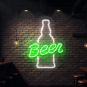 Beer Bottle Neon Sign, LED Light for Bars, Pubs & Breweries, Pub Decor ...
