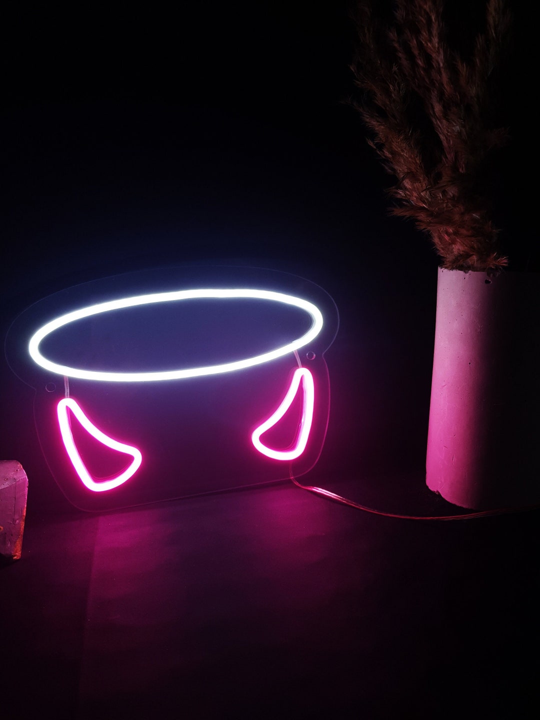 Angel or Devil Neon Sign, LED Light up Sign, Bedroom Wall Decor, Cute ...