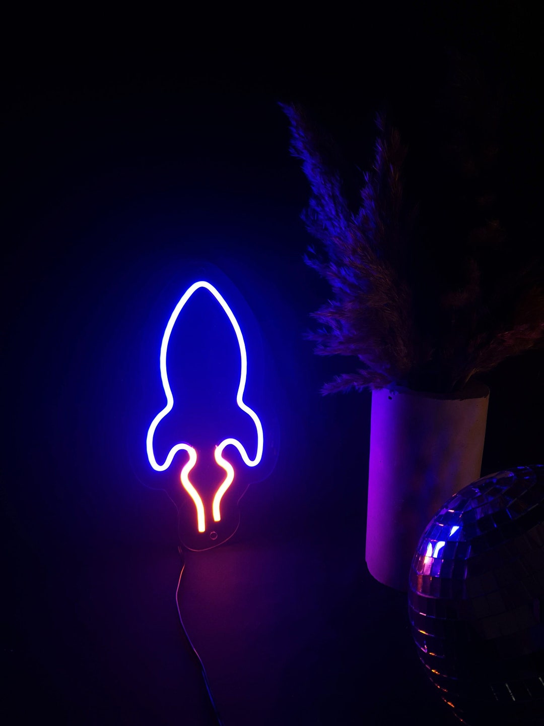 Neon Sign, Blue Neon Rocket Sign, Small LED Neon Sign, Rocket LED Light ...