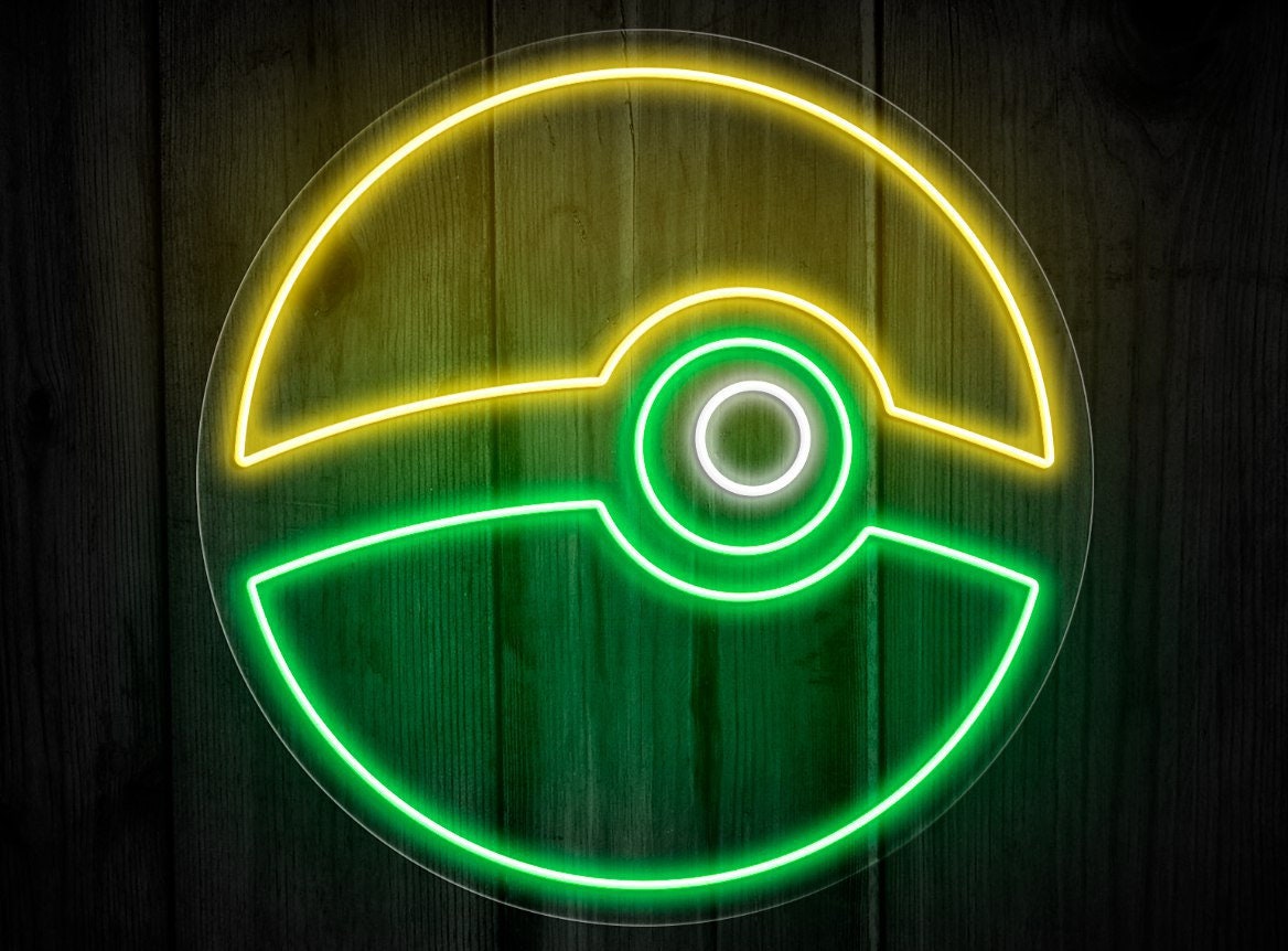 Pokeball Neon Sign, Pokeball LED Neon Sign, Games Room Sign, Anime Neon ...