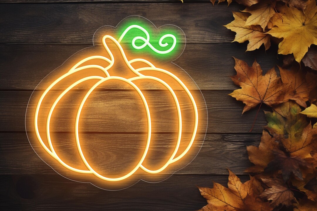 Pumpkin Neon Sign, LED Light up Sign, Autumn Home Decor, Fall Room ...