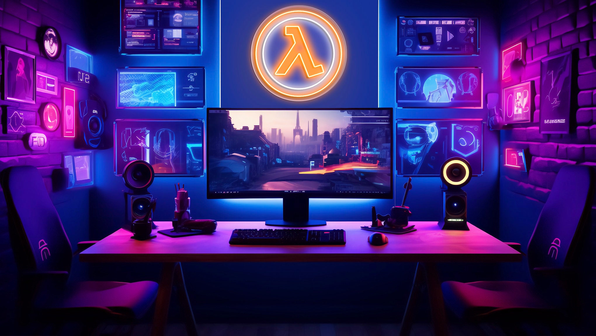 Neon Light for Gaming Bedroom, Custom Neon Sign With Half Life Decor ...